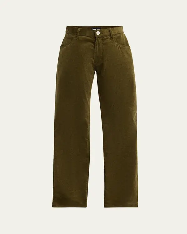 Giorgio Armani Corduroy Straight Leg Pants - Green