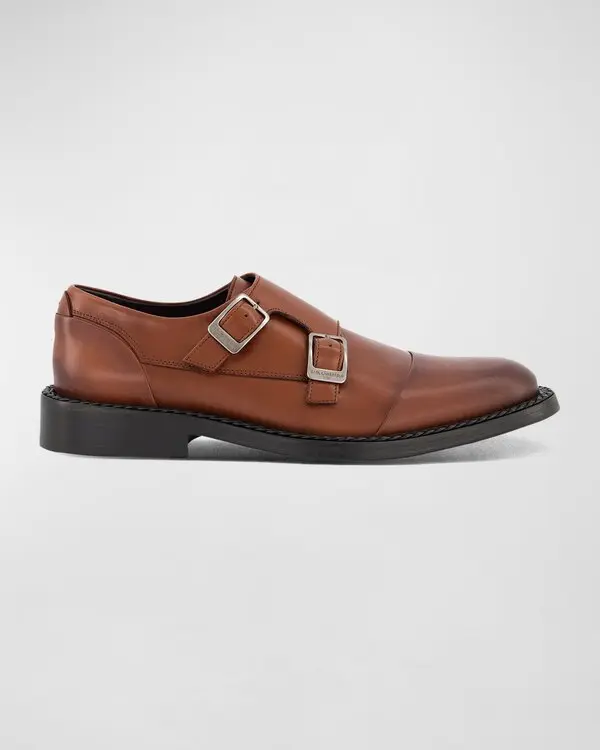 Karl Lagerfeld Paris Cap Toe Double Monk Strap Loafers - Brown