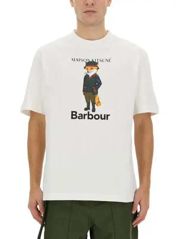 Maison Kitsuné X Barbour Beaufort Fox Print T-Shirt In White - 33 