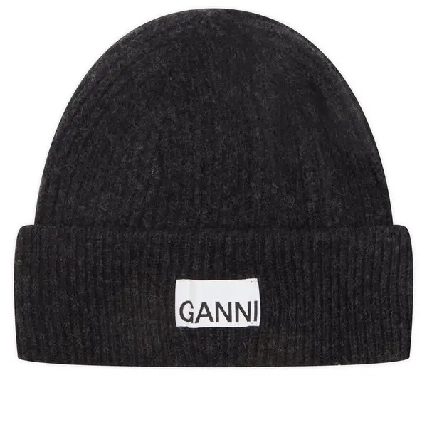 Ganni Structured Rib Beanie In Phantom - 25% Off | Editorialist