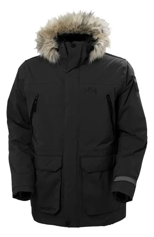 Helly Hansen Reine Waterproof Insulated Parka With Faux Fur Trim Hood - Black