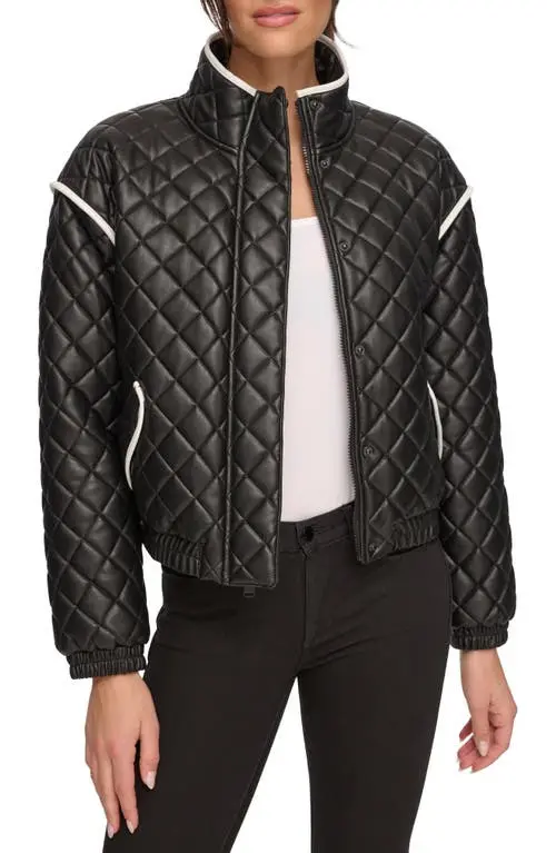 ANDREW MARC SPORT Quilted Faux Leather Bomber Jacket