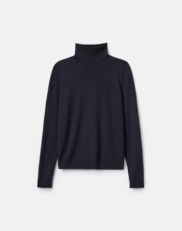 Lafayette 148 New York Petite Fine Gauge Cashmere Stand Collar Fitted Sweater - Ink