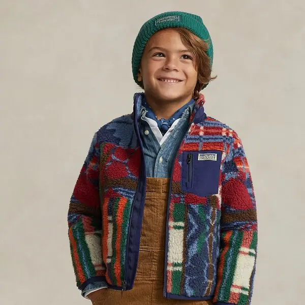 Ralph Lauren Patchwork-print Teddy Fleece Jacket - Pinelodge Patchwork ...