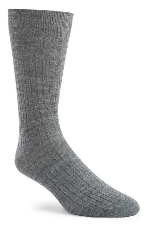 Canali Wool Blend Rib Dress Socks - Grey