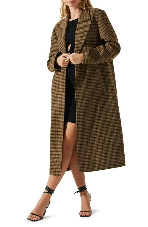 Astr The Label Sonya Houndstooth Longline Coat