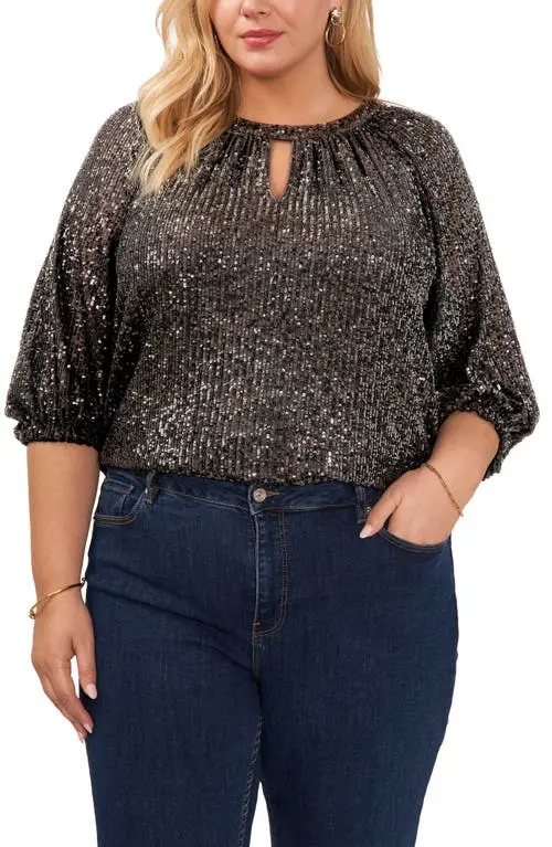 Vince Camuto Sequin Keyhole Top - Foxtrot | Editorialist