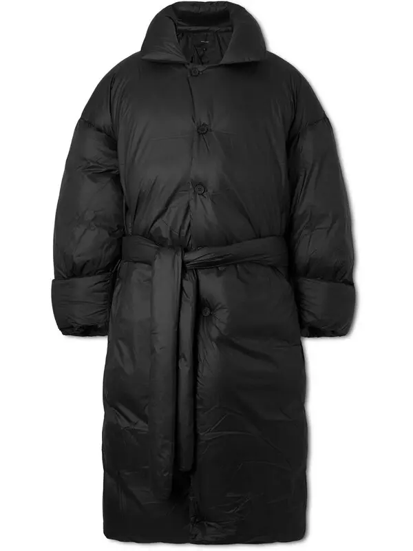 Entire Studios Rbi Belted Padded Shell Down Coat Xl In Black - 40  