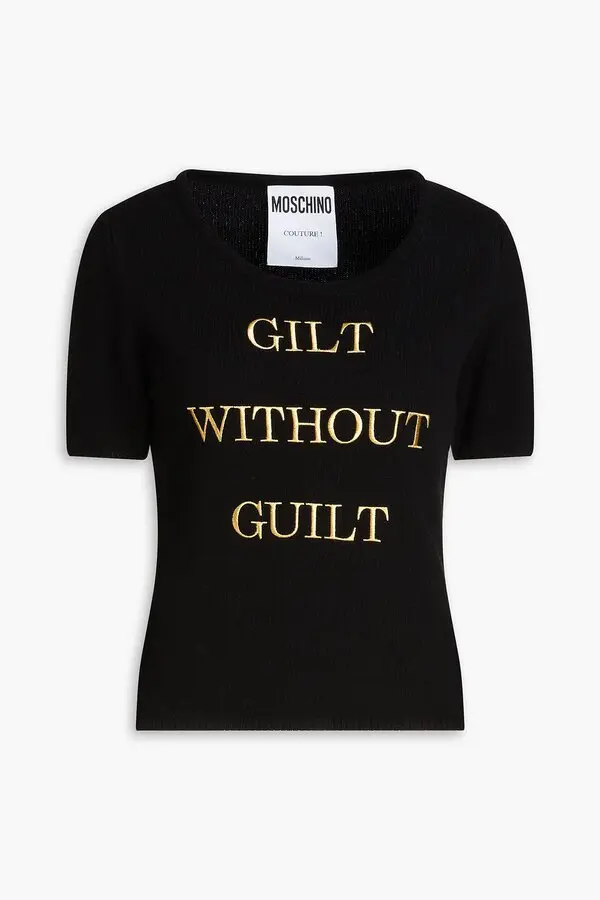 Moschino Embroidered Cashmere And Wool-blend Top