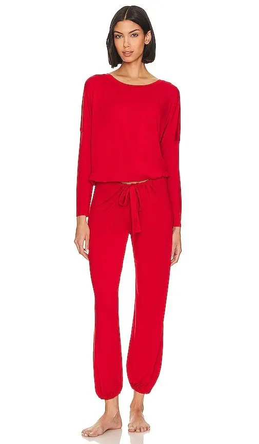 Eberjey Gisele Slouchy Pajama Set In Red - Haute Red