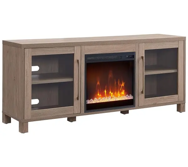 HUDSON&CANAL Hudson & Canal Quincy 65 Tv Stand With Crystal Fireplace