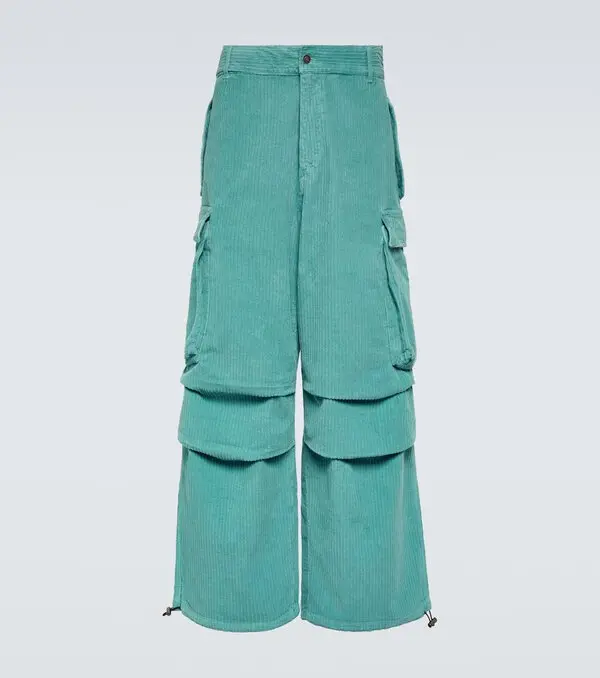 Alanui Velvet Corduroy Cargo Trousers - Blue