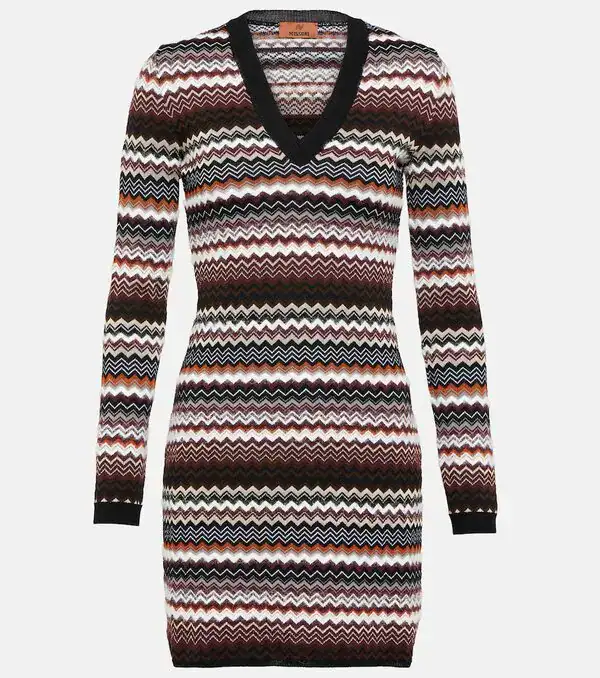 Missoni Zig Zag Knit Sweater Dress In Brown - 30% Off | Editorialist