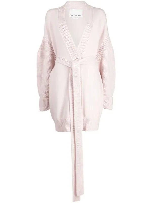 SA SU PHI Tied-waist V-neck Cardigan Coat