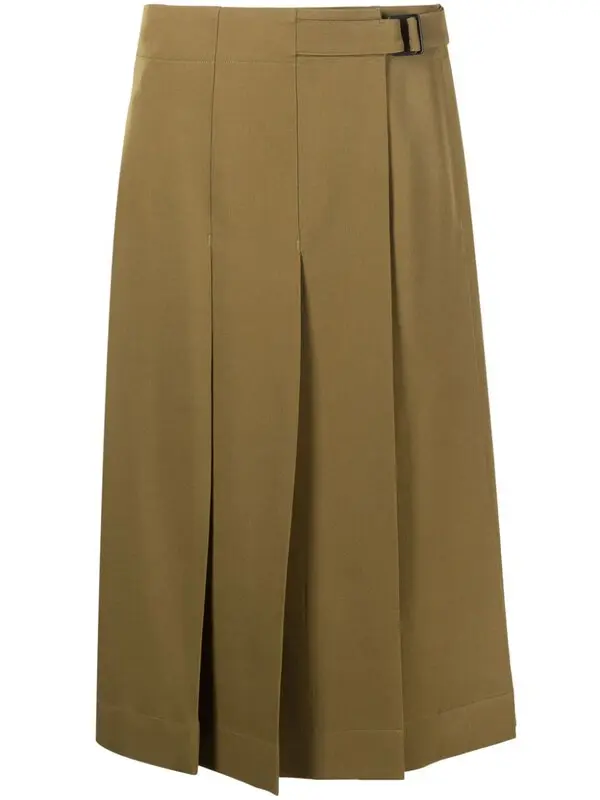 LEMAIRE Pleated Wrap Midi Skirt - Green