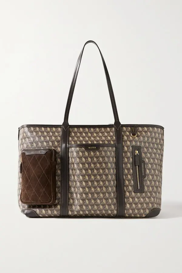 ANYA HINDMARCH I Am A Plastic Bag In-flight Leather And Suede-trimmed Coated-canvas Tote