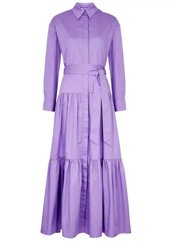 Evi Grintela Thea Cotton-Poplin Maxi Shirt Dress Xs - Purple | Editorialist