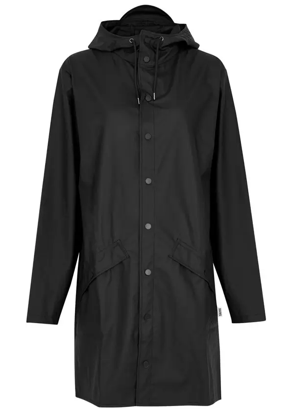 Rains Hooded Rubberised Jacket - Black