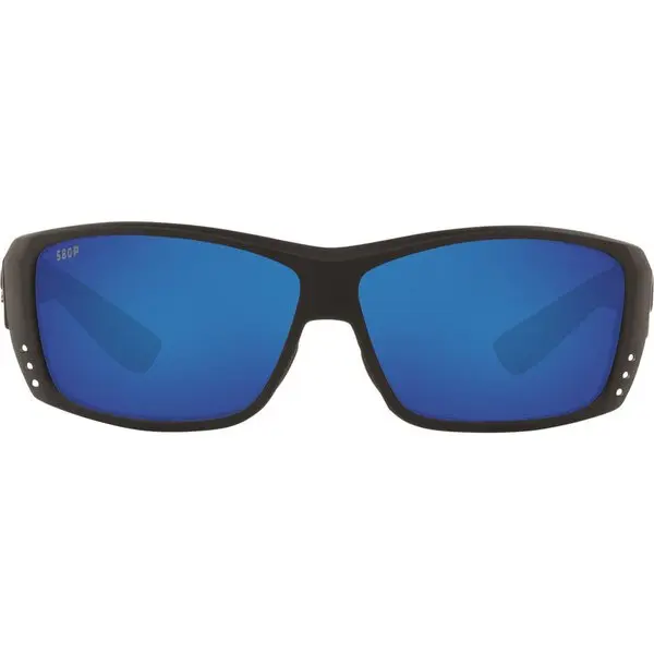 COSTA DEL MAR 61mm Rectangle Sunglasses - Black Blue Polarized Plastic