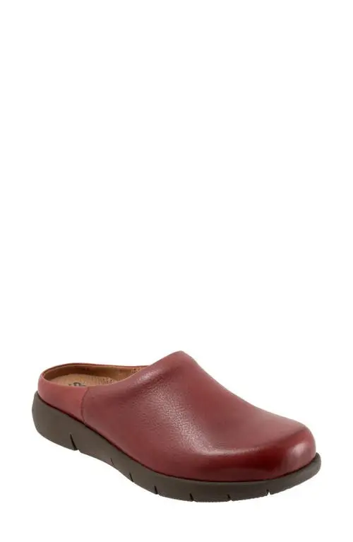 SOFTWALK® Andria Leather Mule - Dark Red Suede