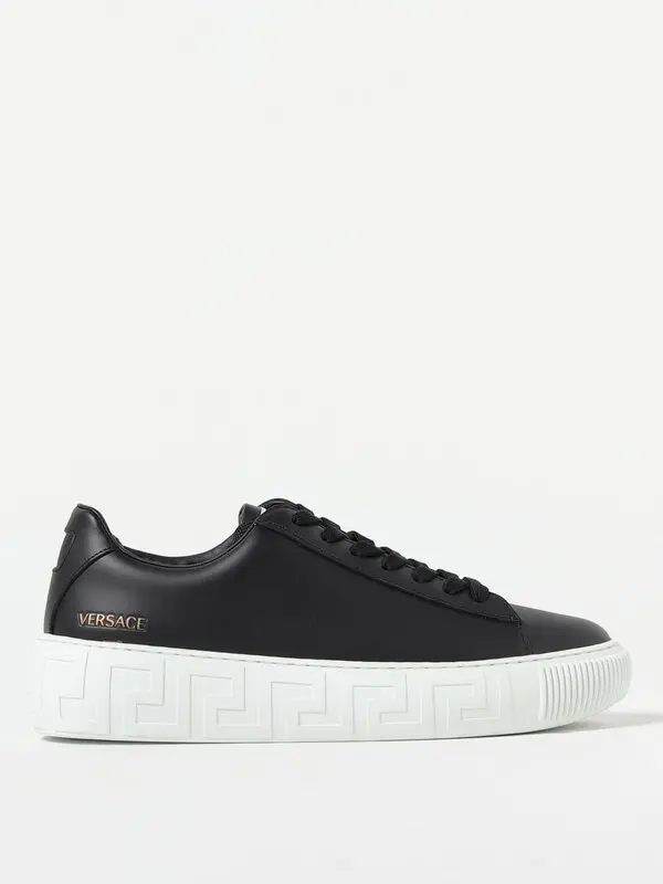 Versace Greca Leather Sneakers Black Editorialist