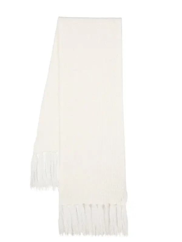 MSGM Waffle-knit Fringed Scarf - Neutrals