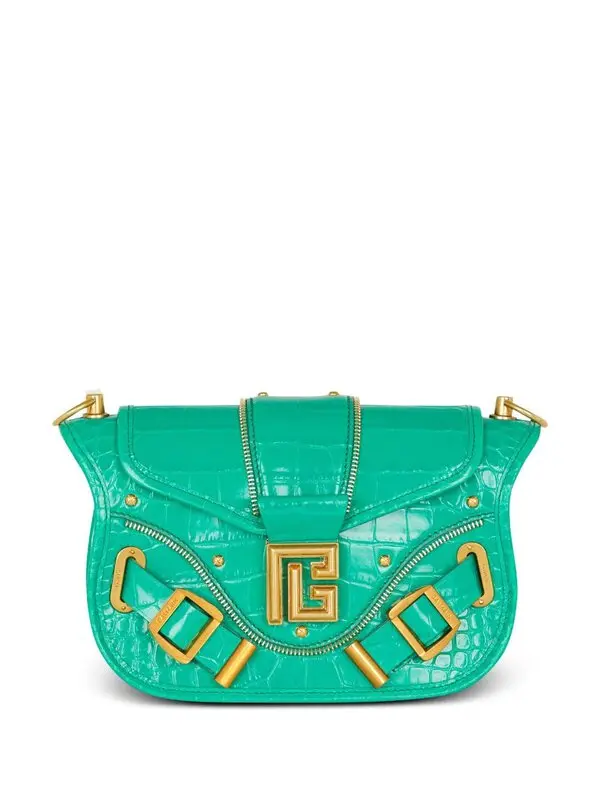 Balmain Embossed Shoulder Bag - Green