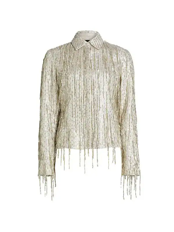 Fringed Shirts For Women 2026.Amiri Sequin Fringe Shirt - Alabaster | Editorialist
