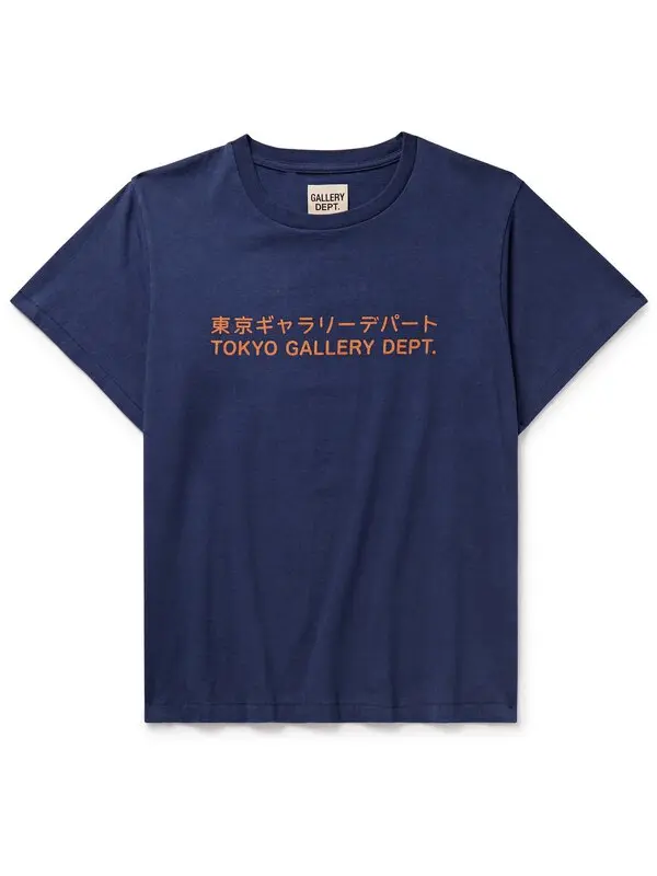 Gallery Dept. Glittered Logo-Print Cotton-Jersey T-Shirt - Blue