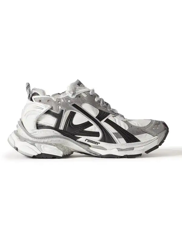 Balenciaga Runner Distressed Sneakers Gray Editorialist