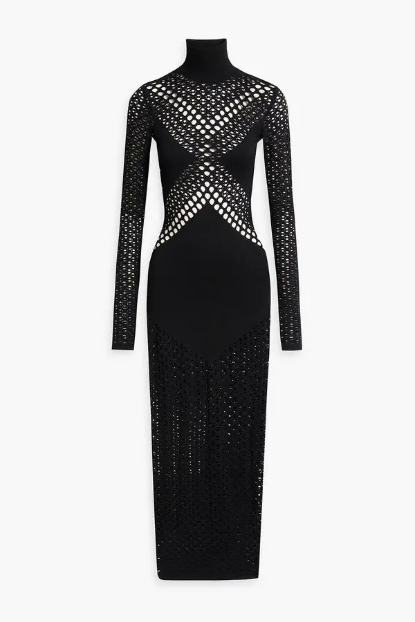 DION LEE Open And Stretch-knit Turtleneck Midi Dress