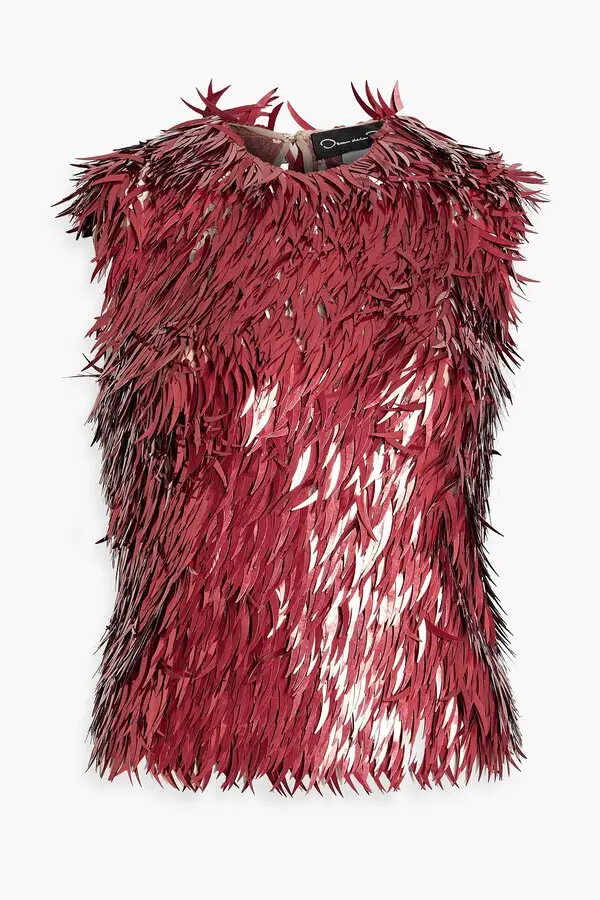 Oscar De La Renta Sequined Tulle Top