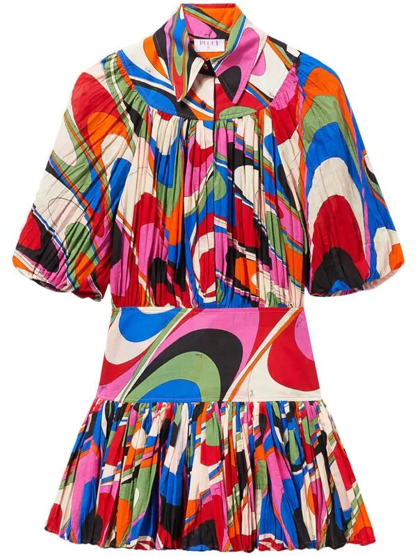 Emilio Pucci Abstract-print Gathered Mini Dress - Multicolour