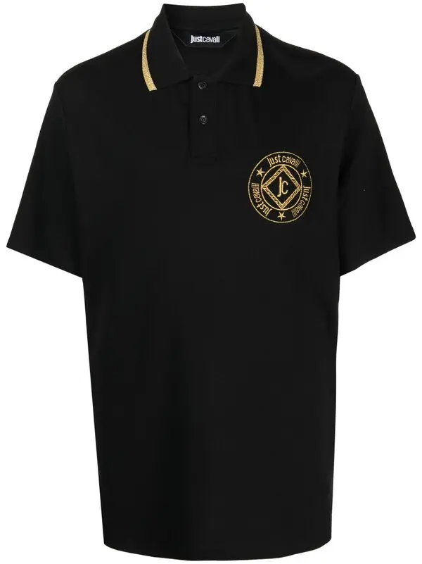 Just Cavalli Embroidered-logo Cotton Polo Shirt - Black