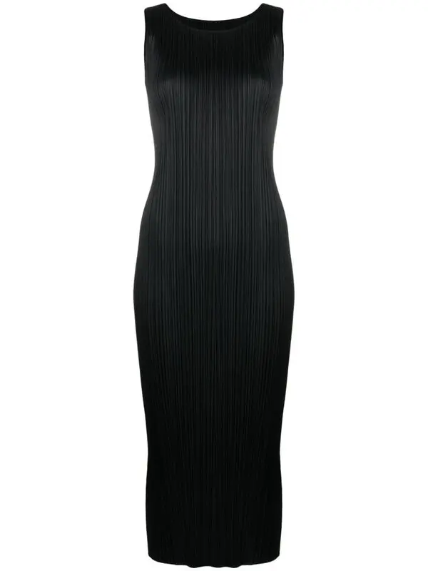 Issey Miyake Pleated Sleeveless Dress - Black