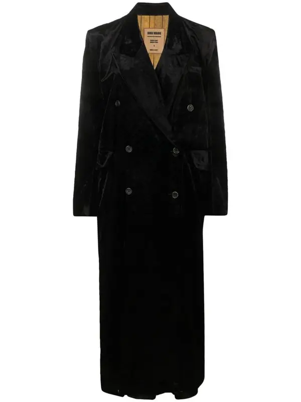 UMA WANG Velvet-effect Double-breasted Coat