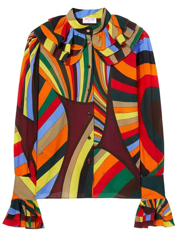 Emilio Pucci Abstract Print Ruffled Blouse