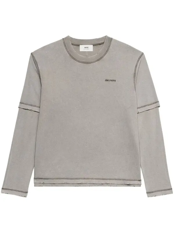 Ami Embroidered-logo Layered Sweatshirt