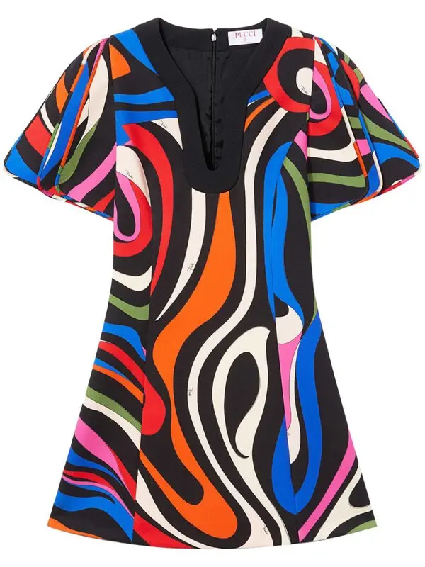 Emilio Pucci Abstract-print Mini Dress - Black