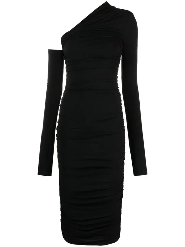Andamane Asymmetric One-Shoulder Midi Dress In Black - 28% Off |  Editorialist