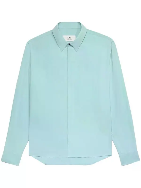 Ami Button-up Crepe Shirt - Blue