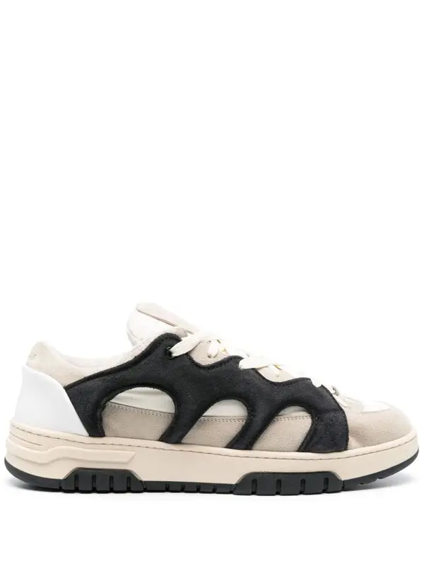 SANTHA Two-tone Panelled Suede Sneakers - Neutrals