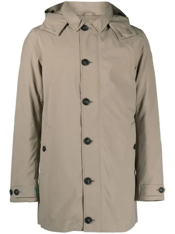 SAVE THE DUCK Single-breasted Hooded Coat - Neutrals