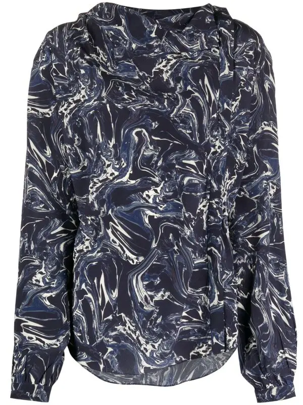 Isabel Marant Tiphaine Marble-print Blouse - Blue