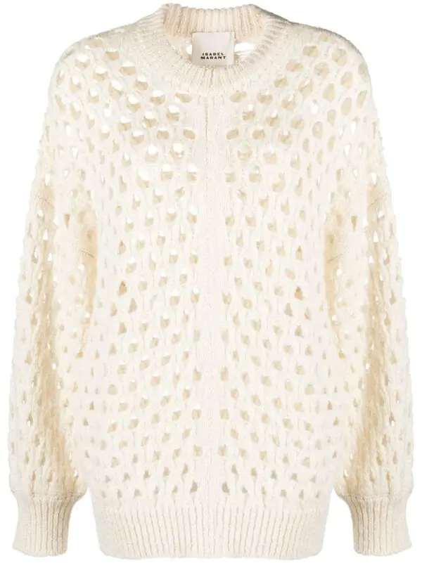 Isabel Marant Tane Crochet Wool-blend Jumper - Neutrals