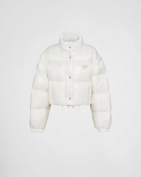 Prada Re-nylon Cropped Convertible Down Jacket - White
