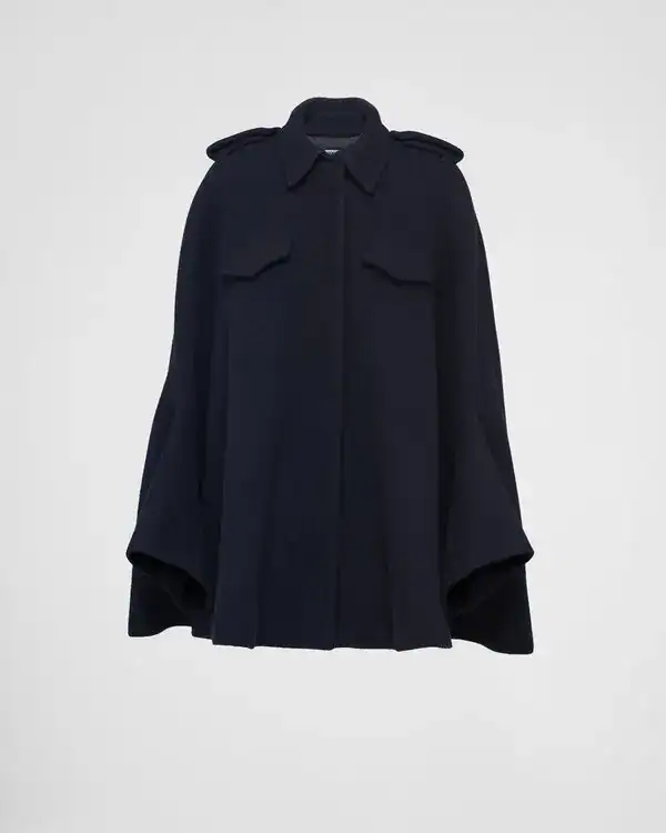 Prada Single-Breasted Velour Caban Jacket - Navy | Editorialist