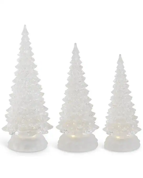 Buy K&K INTERIORS Set Of 3 Acrylic Swirling Glitter Led Trees - Clear ...