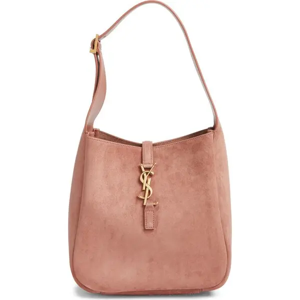 Saint Laurent Small Le 5 À 7 Suede Hobo Bag - Barely Pink