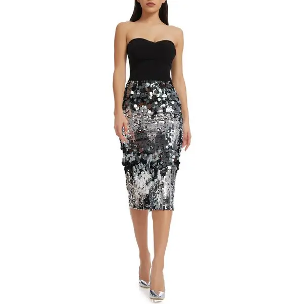 Dress The Population Robin Sequin Strapless Dress